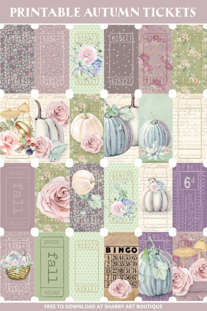 Beautiful Printable Autumn Tickets - Shabby Art Boutique
