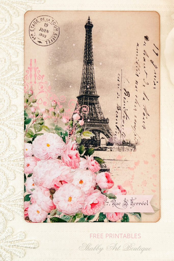 Free Printable French Rose Postcards - Shabby Art Boutique