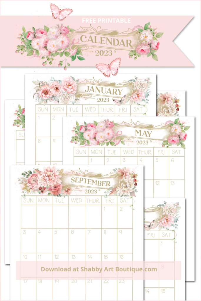 Free Printable 2023 Shabby Calendar - Shabby Art Boutique