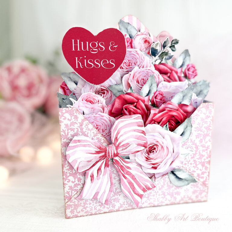 Vintage Love Pop-Up Box Envelope Card - Shabby Art Boutique