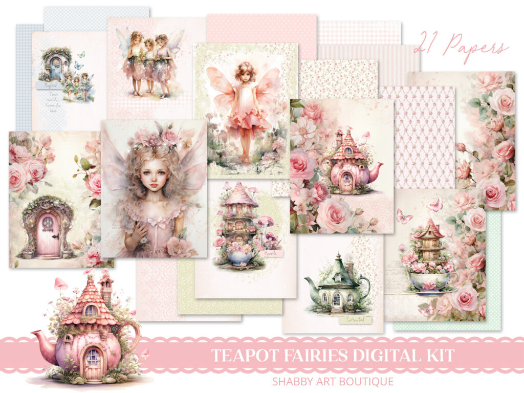 New ~ Teapot Fairies Digital Collection - Shabby Art Boutique