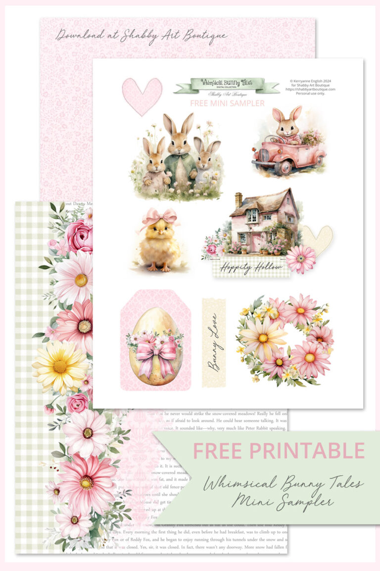 Whimsical Bunny Tales Sampler ~ Free Printable - Shabby Art Boutique