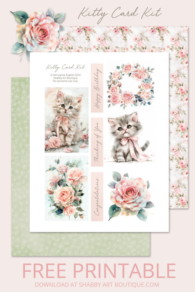 Free Printable Kitty Card Kit - Shabby Art Boutique
