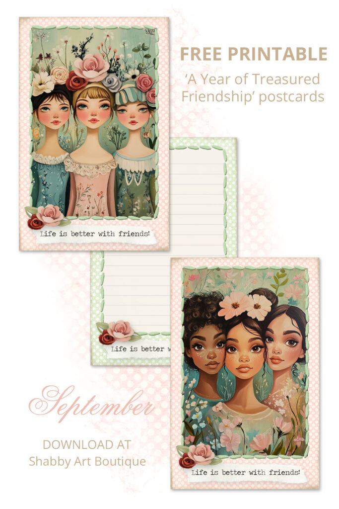 A Year of Treasured Friendships ~ September Printable Cards - Shabby ...