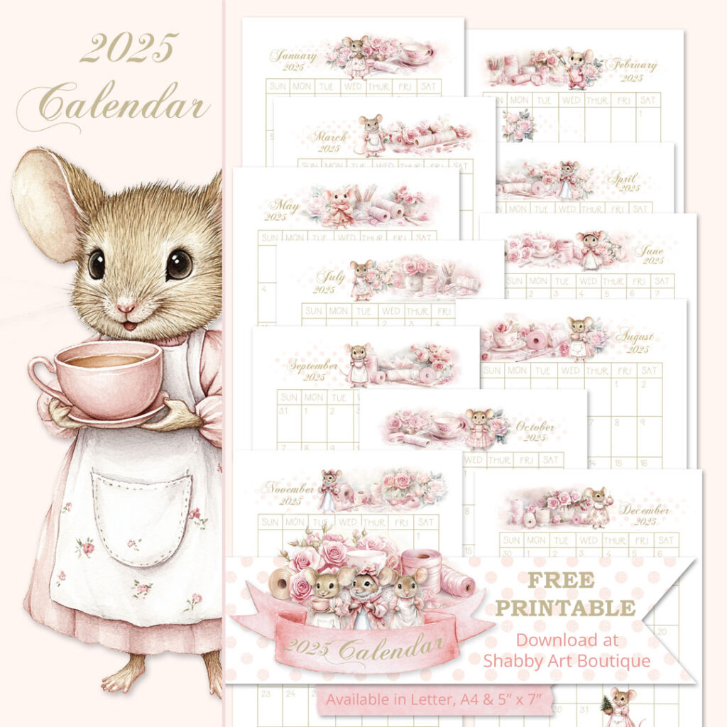 Free Printable 2025 Calendar - Shabby Art Boutique