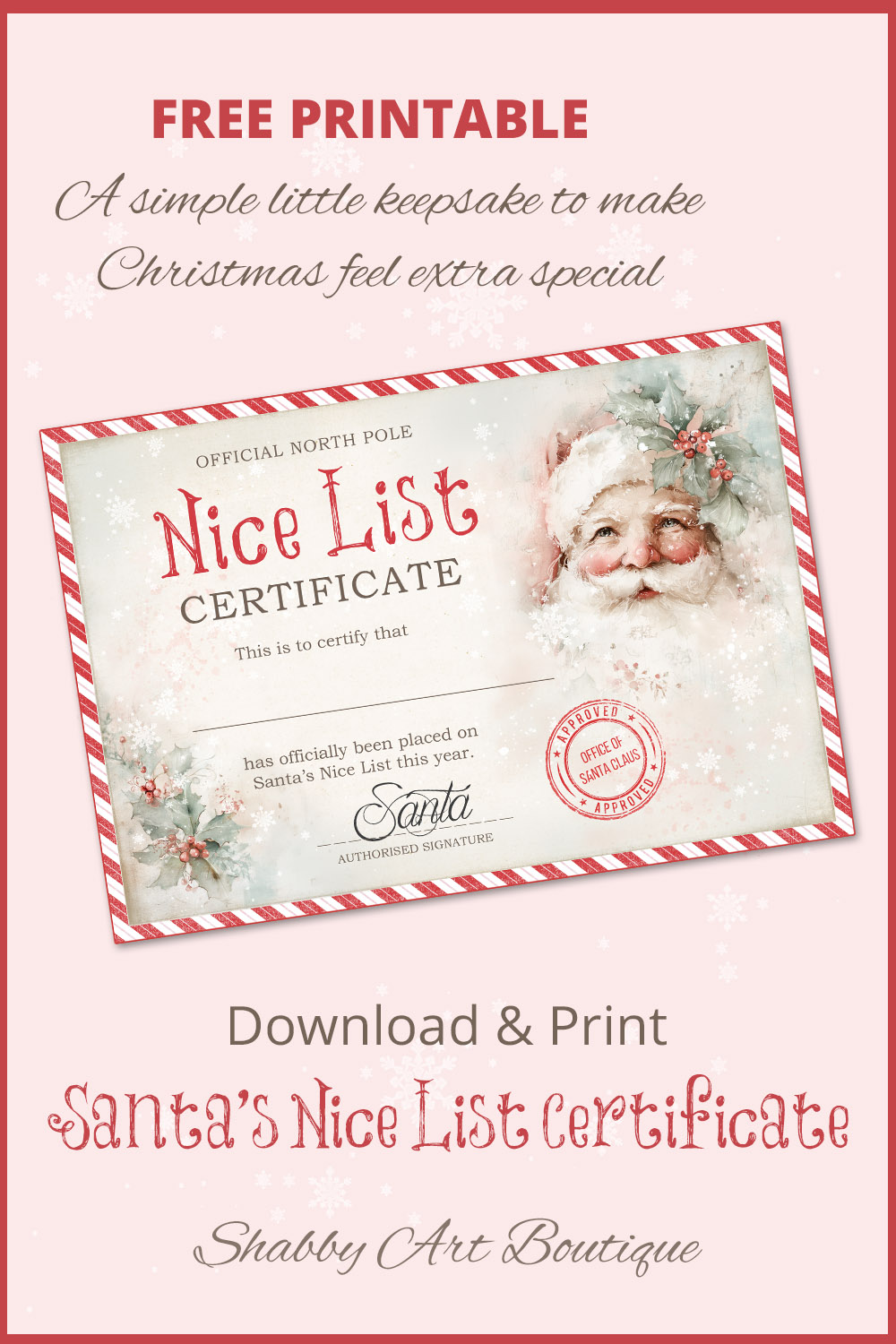Simply Christmas - Santa’s Nice List Certificate - Shabby Art Boutique