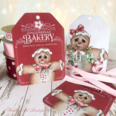 The sweetest free printable Gingerbread Christmas Tags from Shabby Art ...