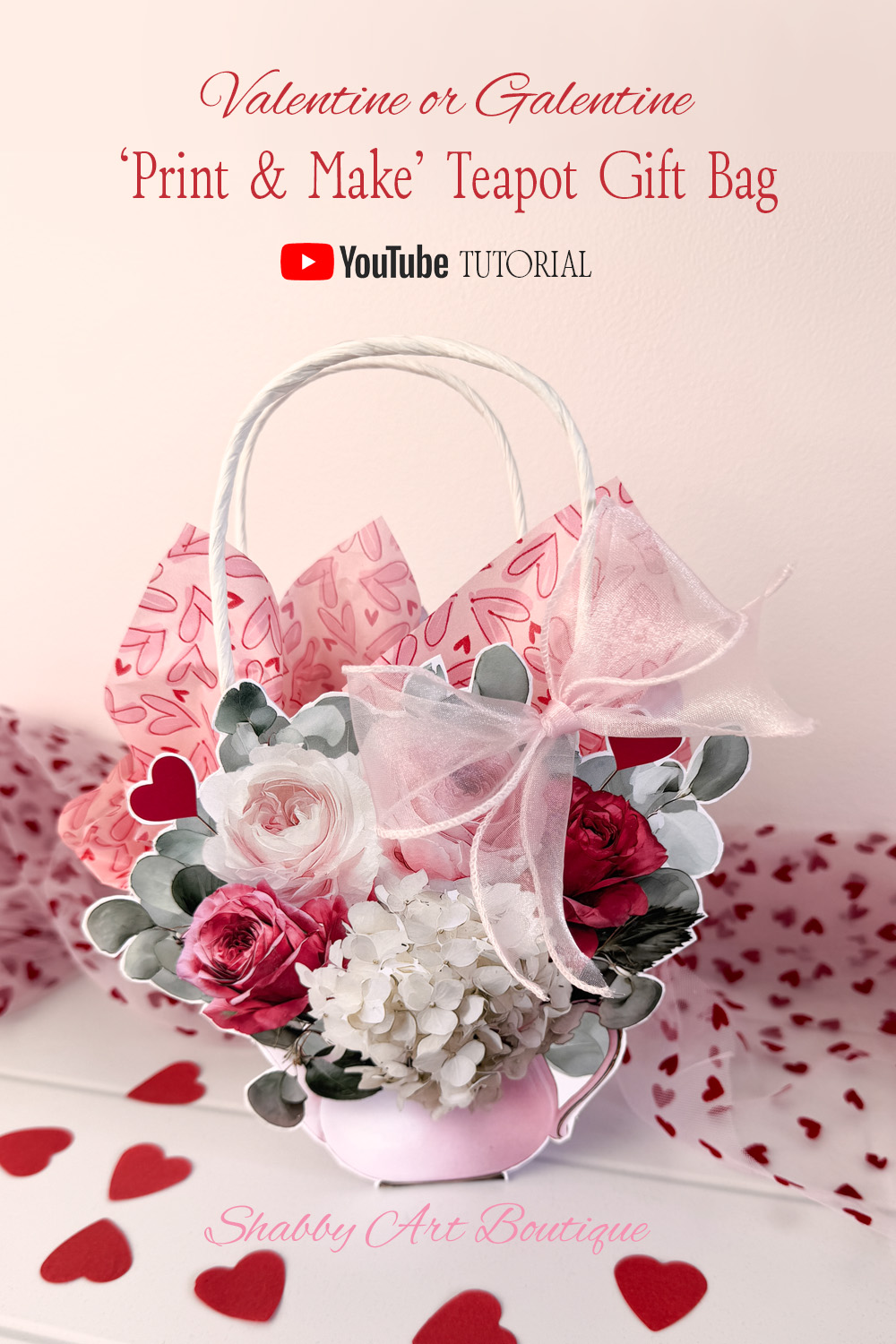 Print & Make Valentine Teapot Gift Bag - Shabby Art Boutique